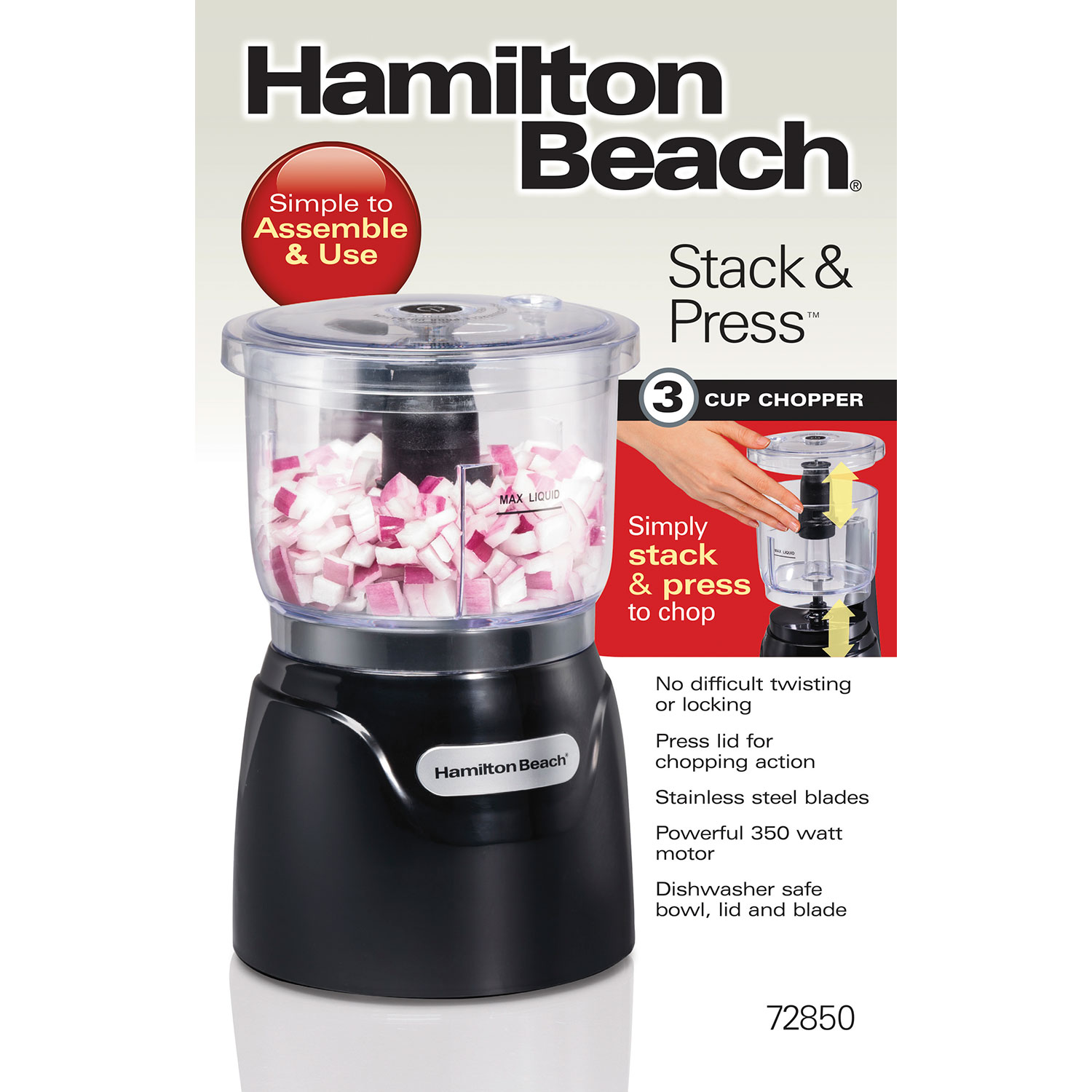 Hamilton Beach Stack & Press™ 3 Cup Chopper - 72850